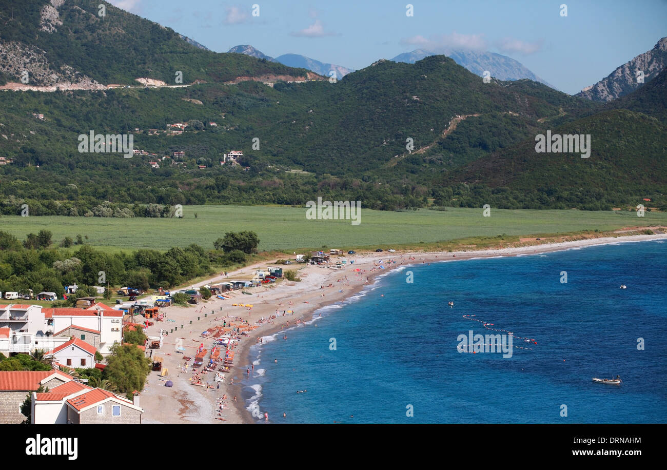 Adriatic Sea coastal landscape. Buljarica beach, Montenegro Stock Photo ...