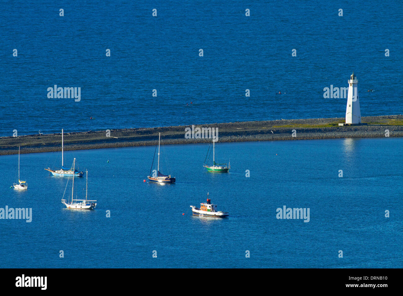 Nelson Boulder Bank, historic Nelson Lighthouse (1862) and yachts ...