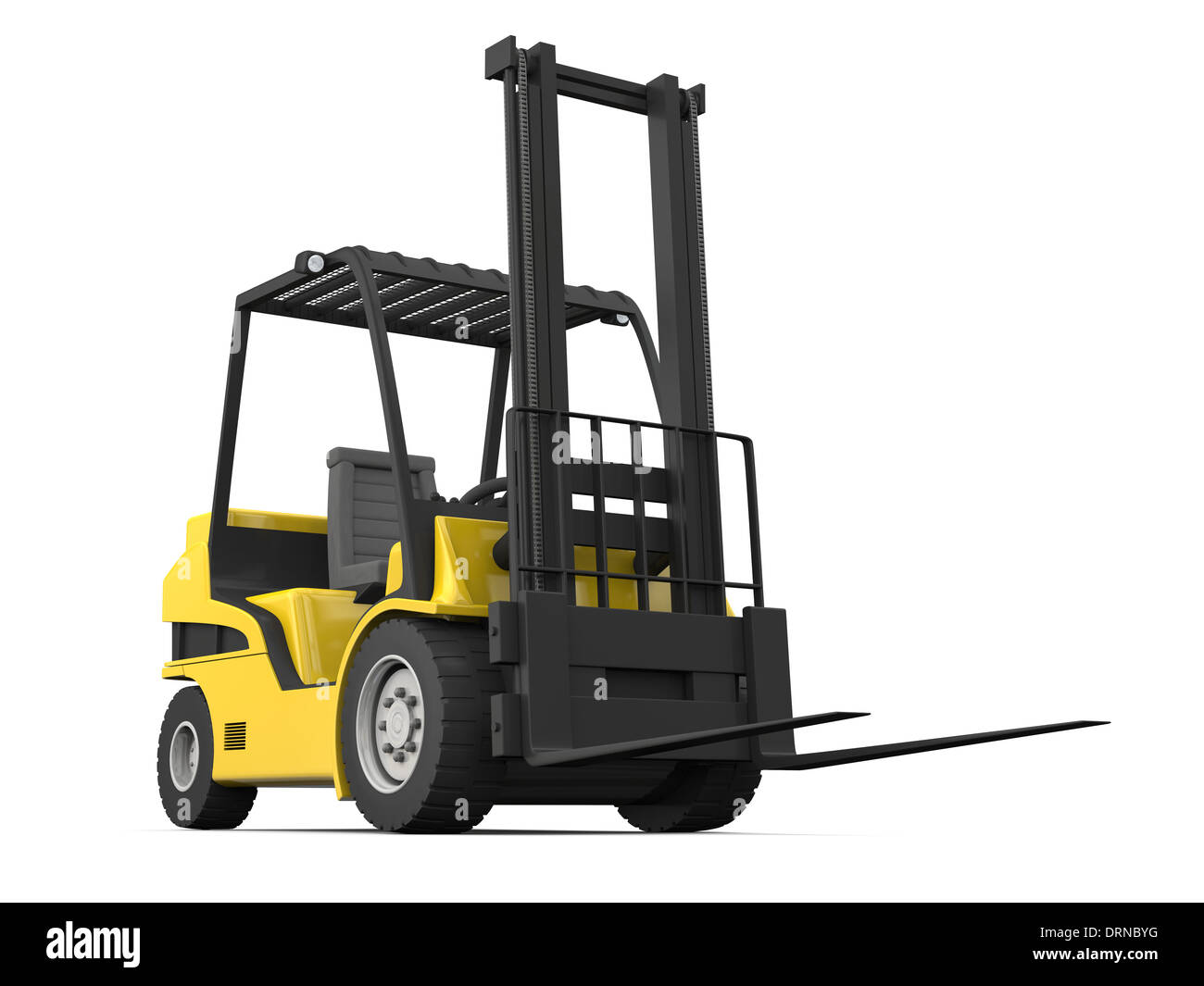 Modern yellow forklift isolated on white background Stock Photo - Alamy