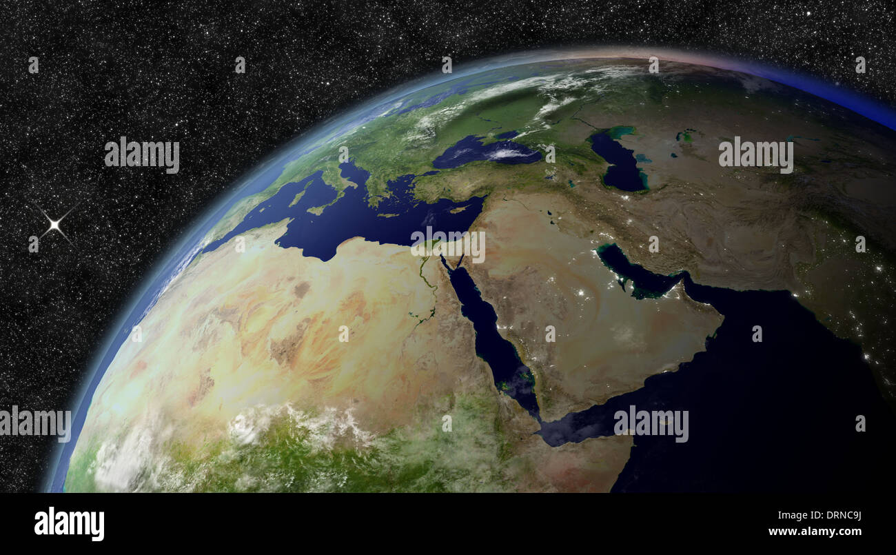Middle East from space. Elements of this image furnished by NASA Stock ...
