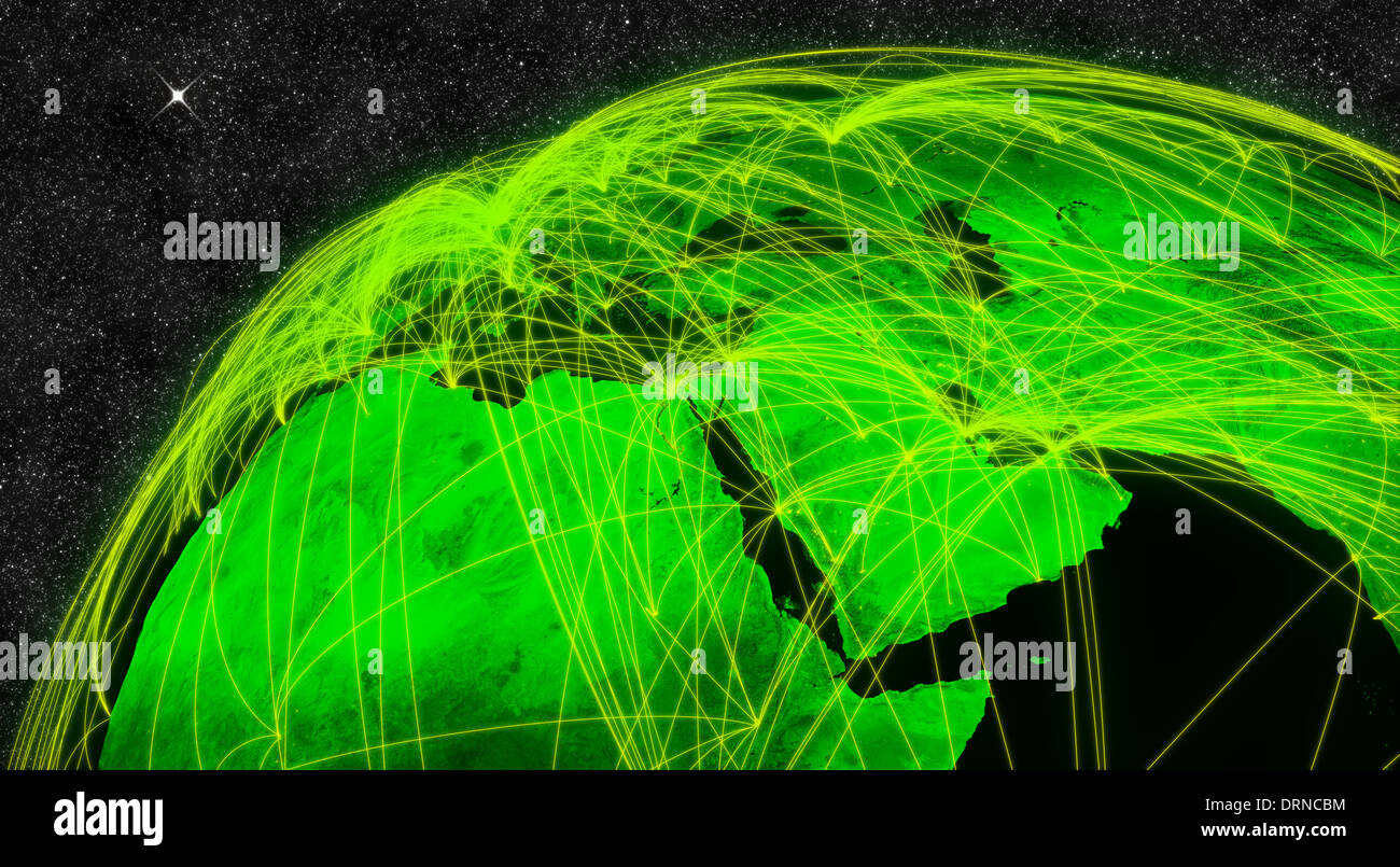 Network over Middle East. Information technology concept. Elements of ...