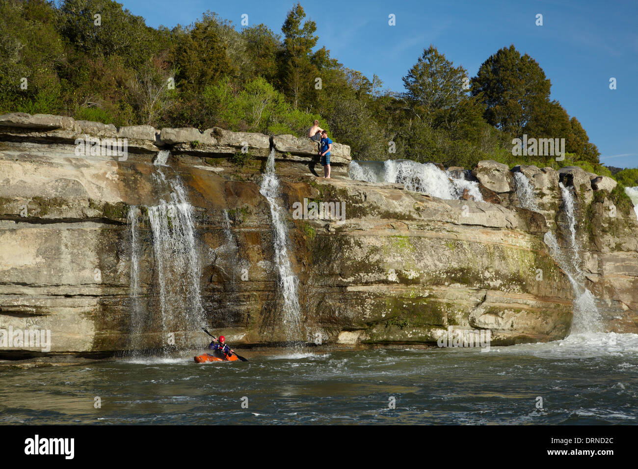 Whitewater kayaker at Maruia Falls, near Murchison, Tasman District ...