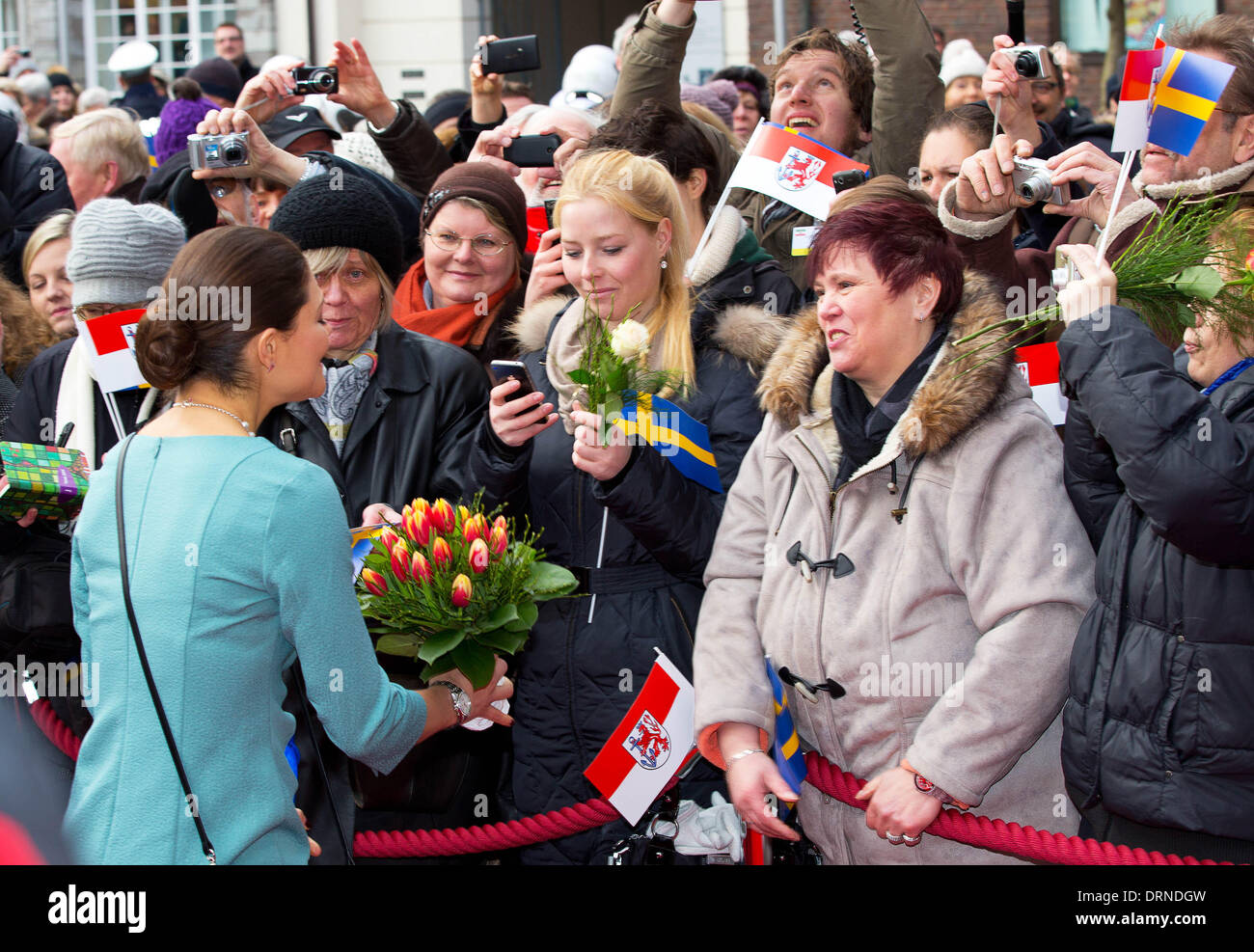 Essen, Germany. 29th Jan, 2014. Swedish Crown Princess Victoria arrives ...