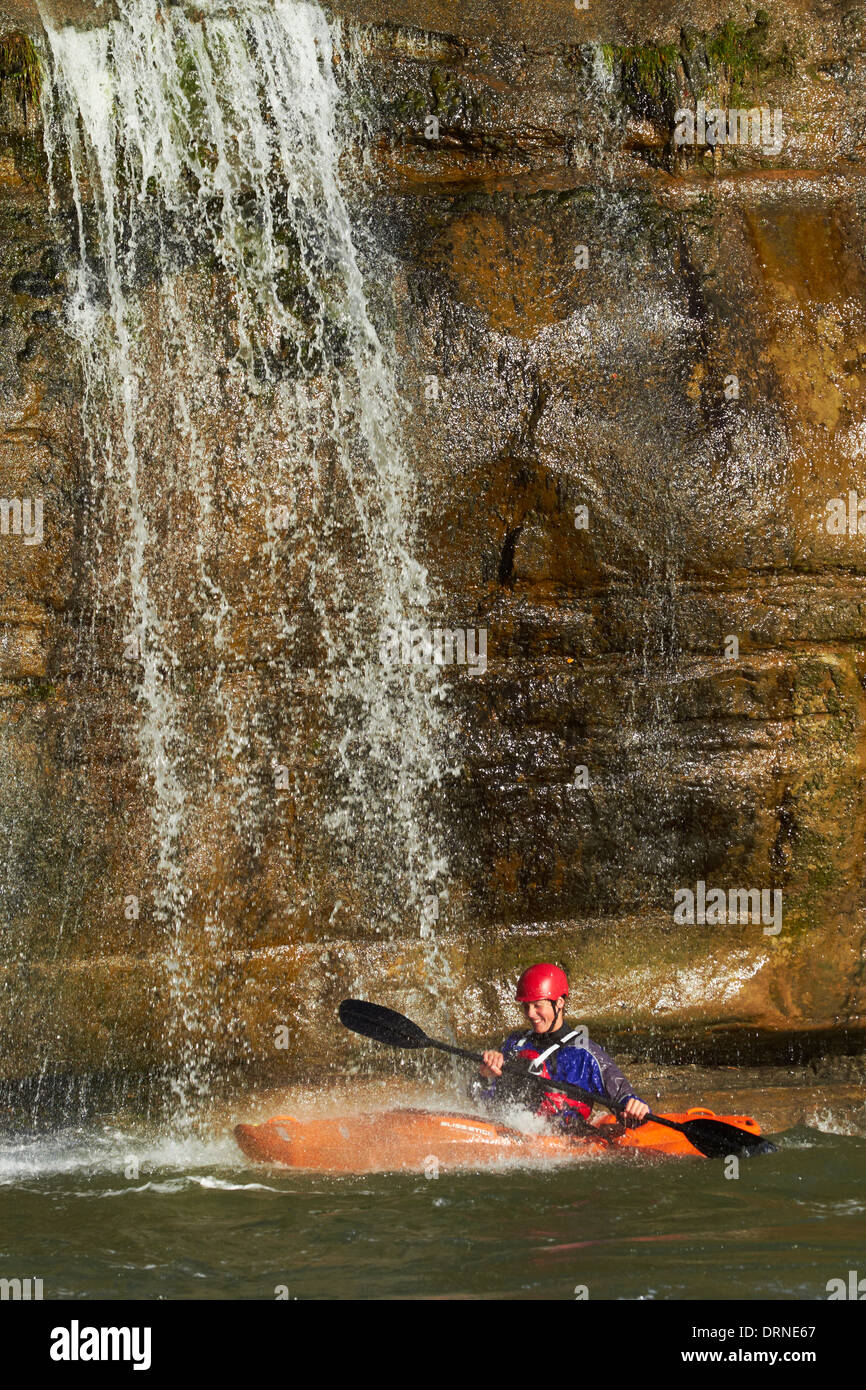 Whitewater kayaker at Maruia Falls, near Murchison, Tasman District ...