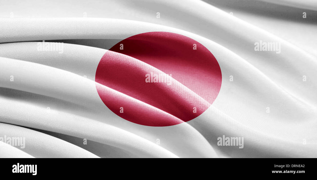 Flag of Japan waving in the wind Stock Photo - Alamy