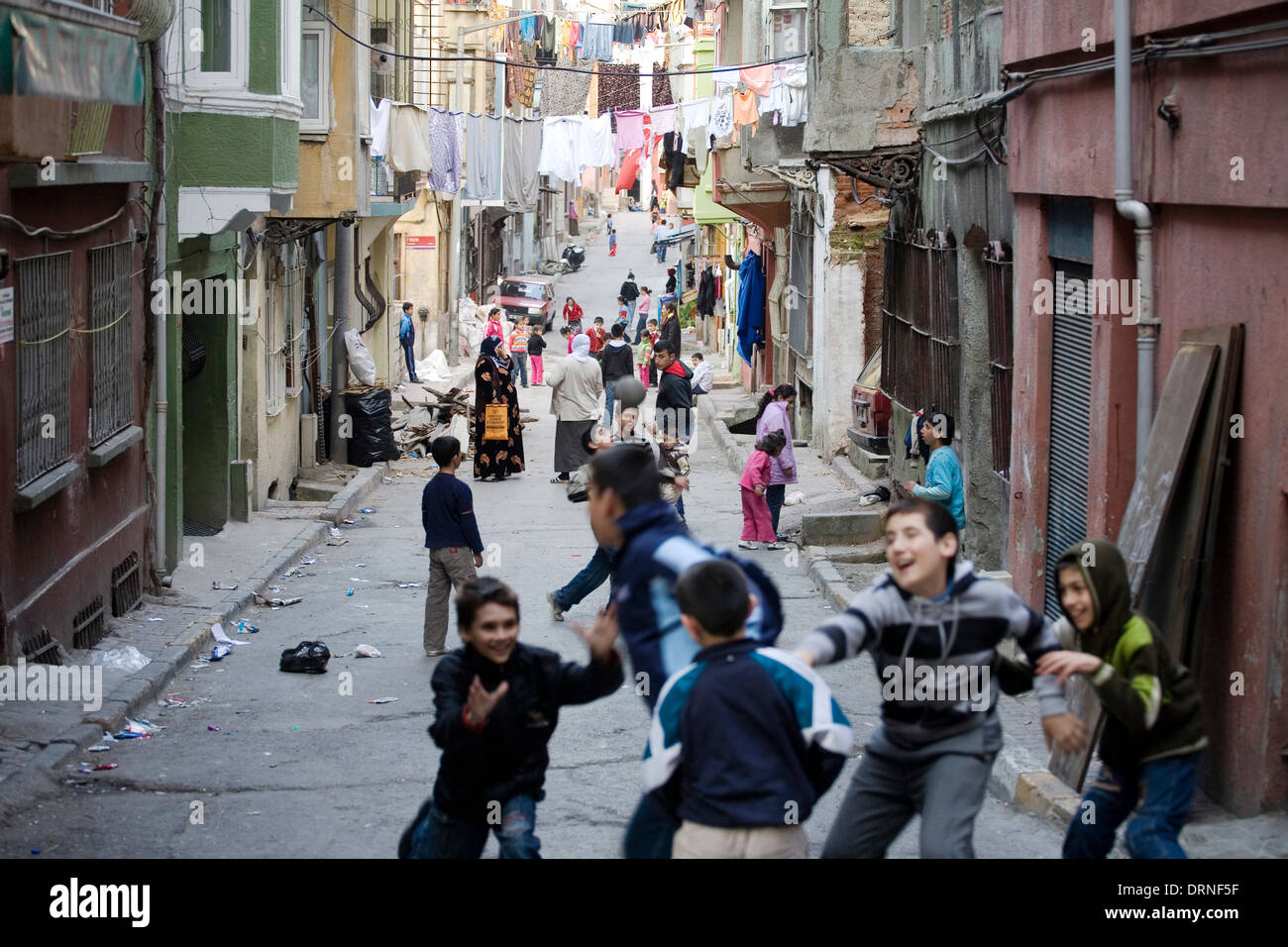 Children playing in Tarlabaşı streets Beyoğlu Istanbul Turkey Stock ...