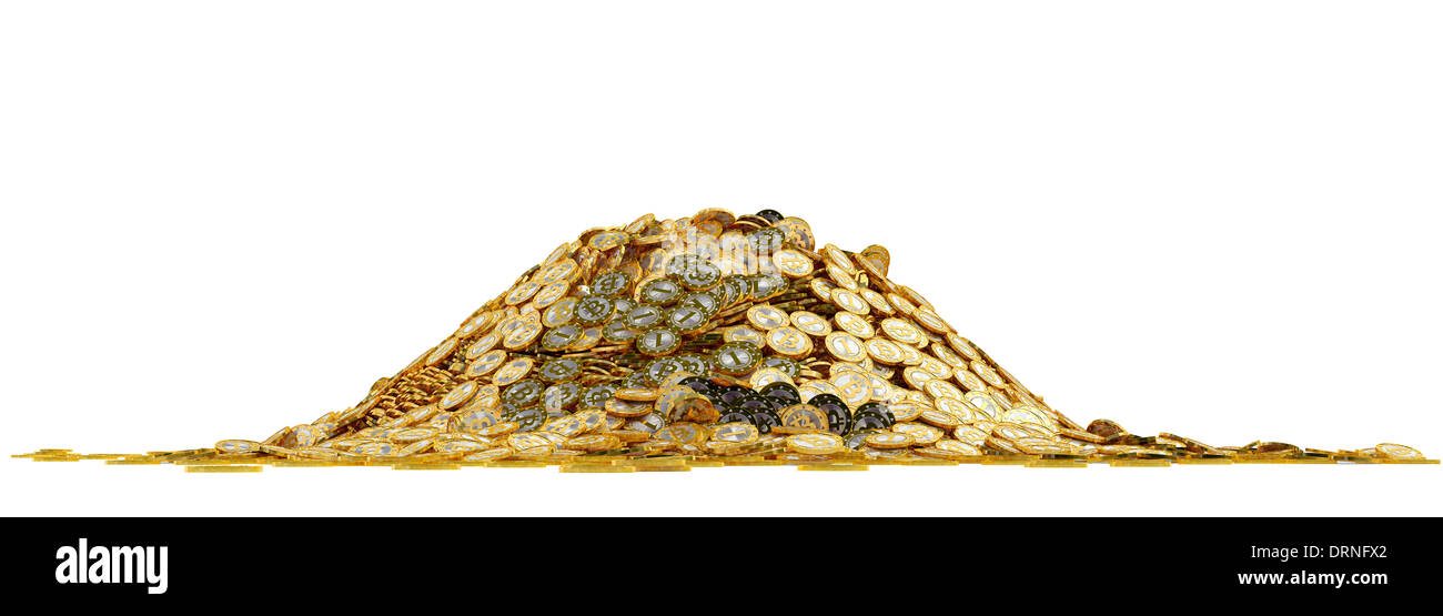 Big pile of Bitcoins - straight on frontal view Stock Photo - Alamy