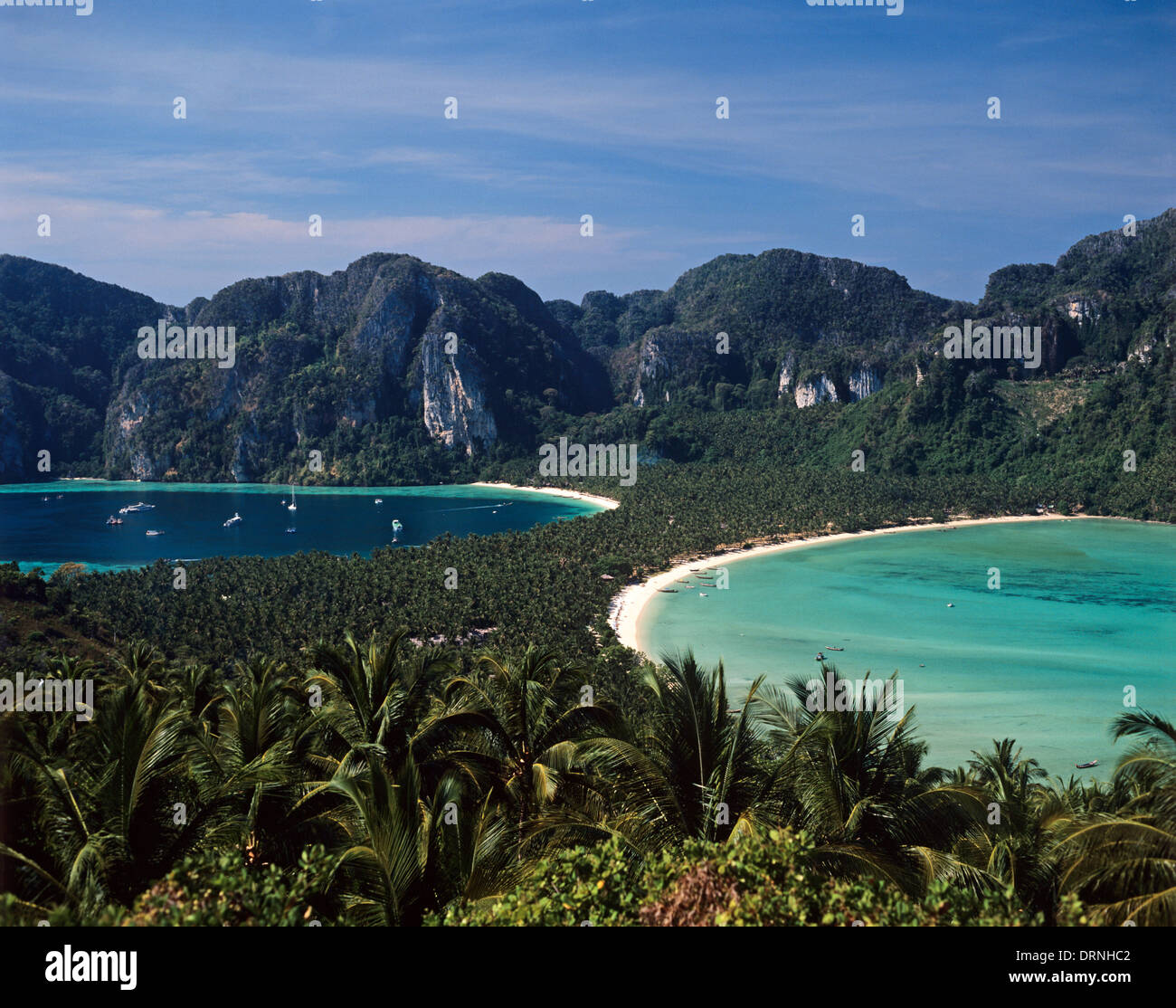 Thailand; Phuket; Pi Pi Island; Tansai Bay and Lo Dalun Bay Stock Photo ...