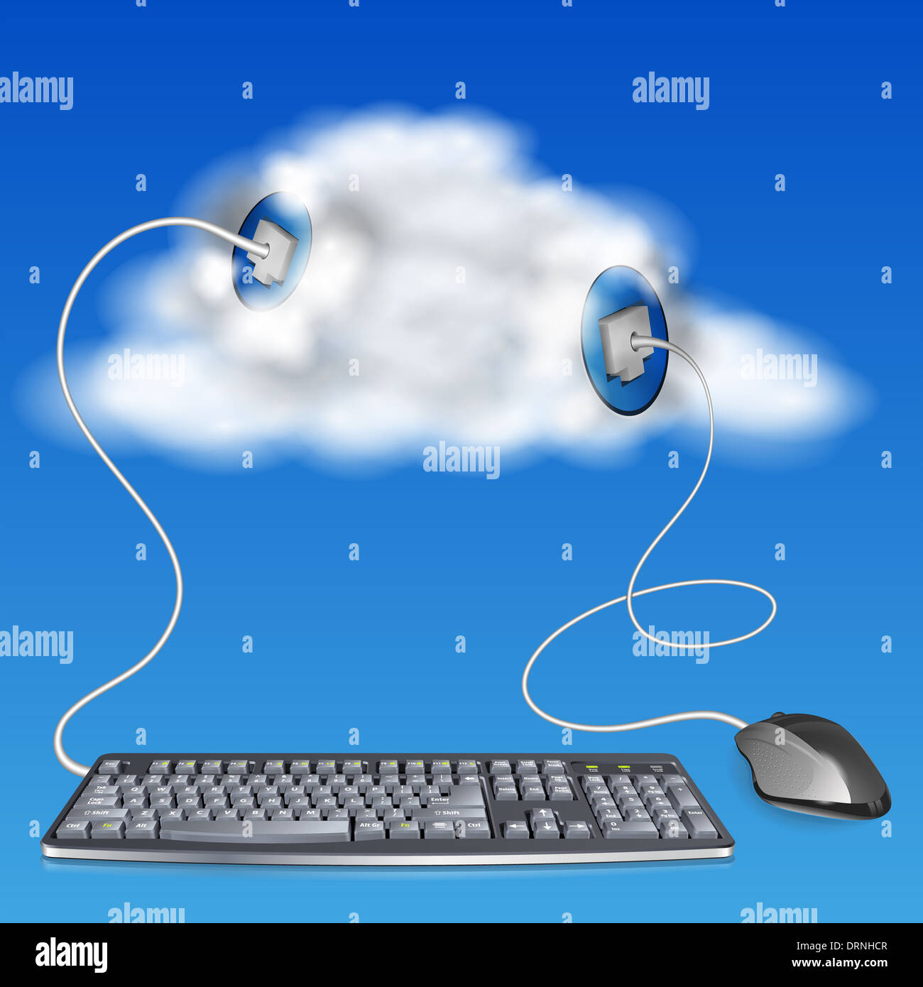 Cloud Computing Concept - Mouse and Keyboard, Connected to Cloud ...