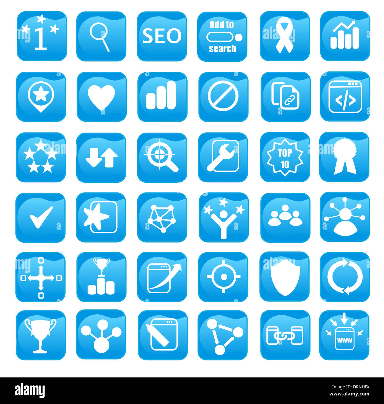 Search Engine Optimization Icons for Web Design - blue square buttons ...