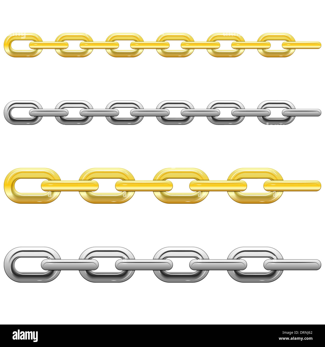 Set of gold and steel chains, isolated on white background Stock Photo ...