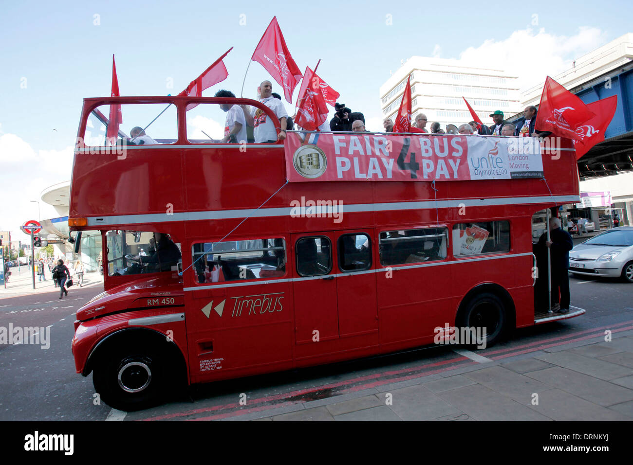 Off duty bus drivers protest in front the TFL headquarters Stock Photo ...
