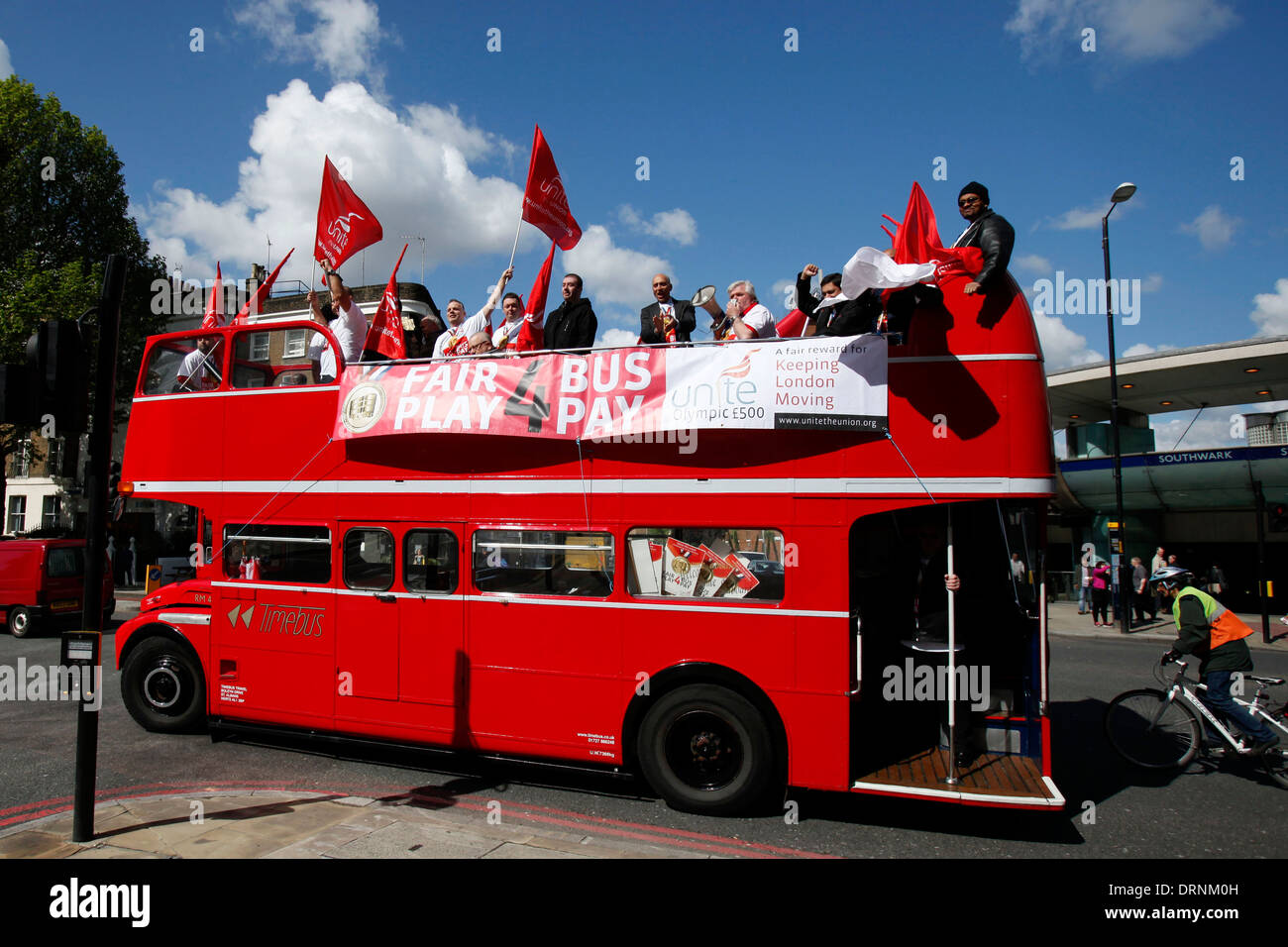 Off duty bus drivers protest in front the TFL headquarters Stock Photo ...