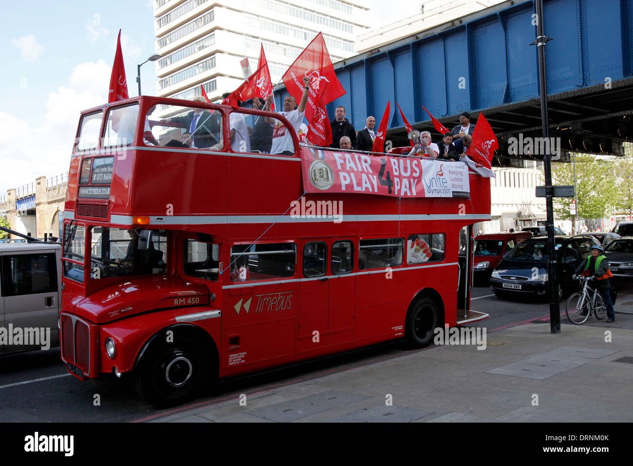 Off duty bus drivers protest in front the TFL headquarters Stock Photo ...