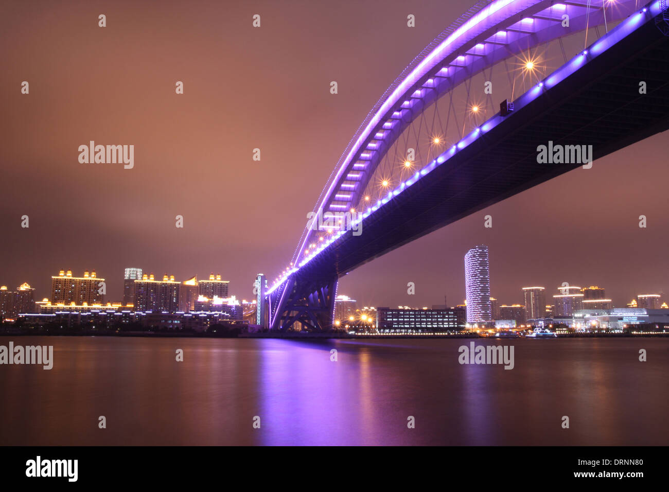 night view of modern bridge Stock Photo - Alamy