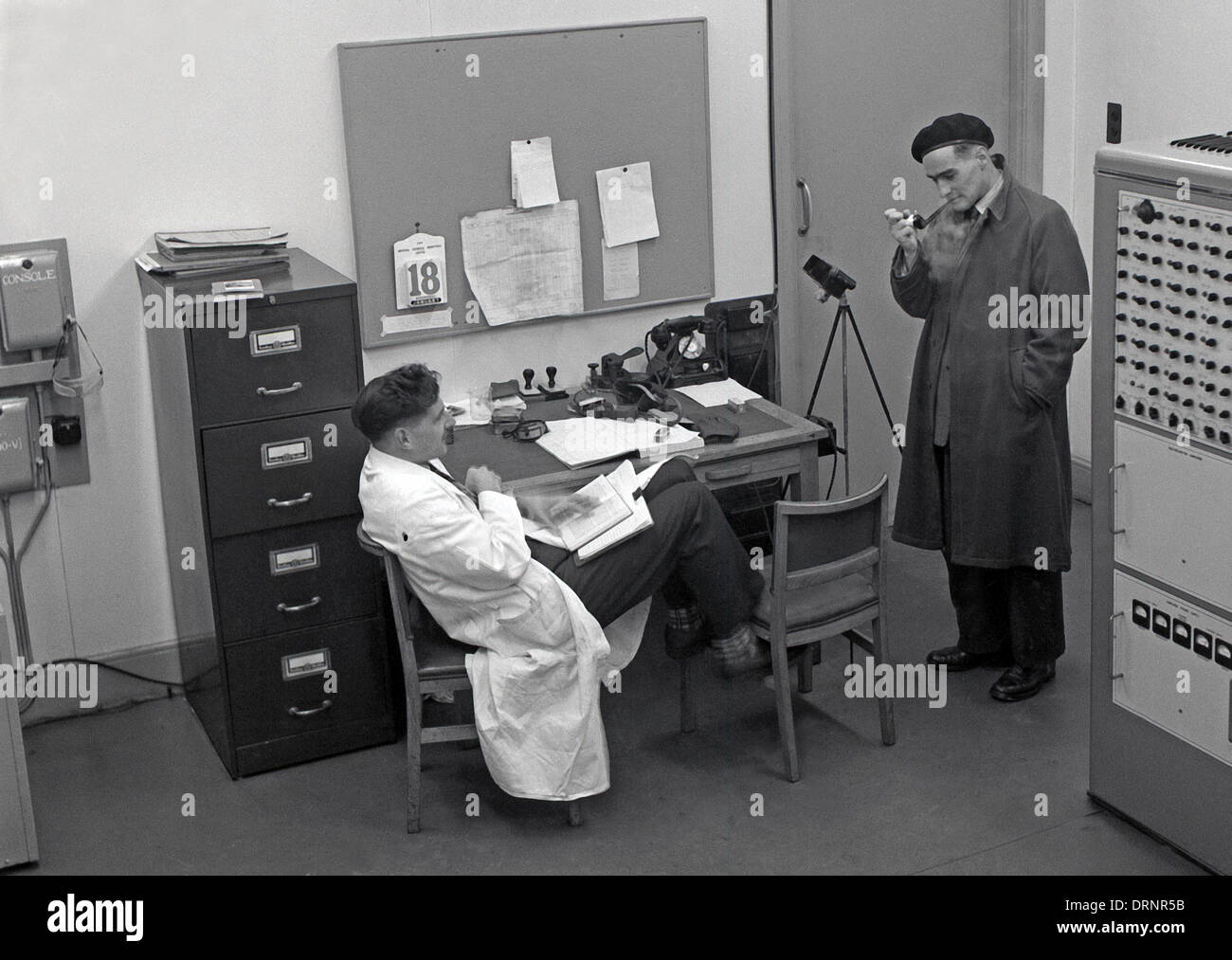 Technical department staff at Alcoa plant in the 1950's Stock Photo - Alamy