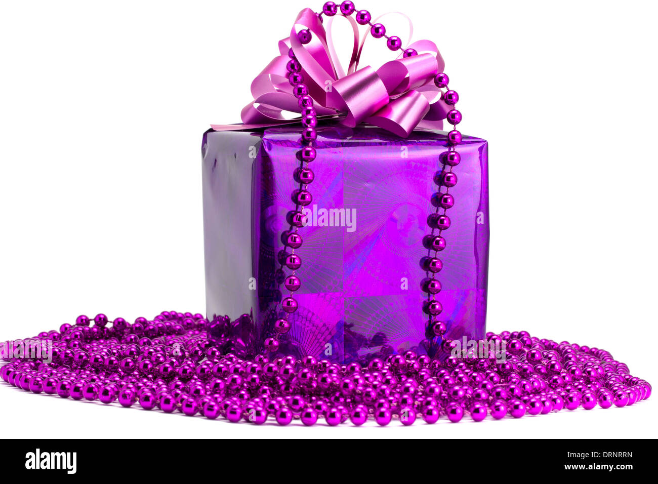 Violet gift with an ornament on the white isolated background Stock ...