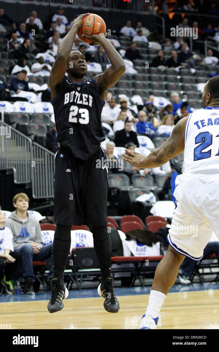 Newark, New Jersey, USA. 29th Jan, 2014. Butler Bulldogs forward Khyle ...