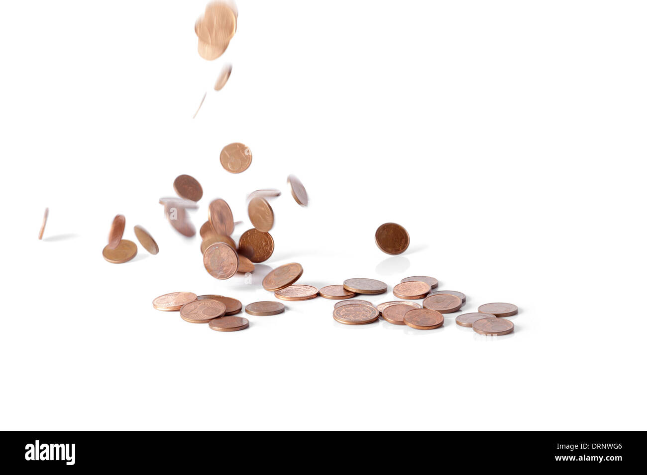Euro cent coins falling Stock Photo - Alamy