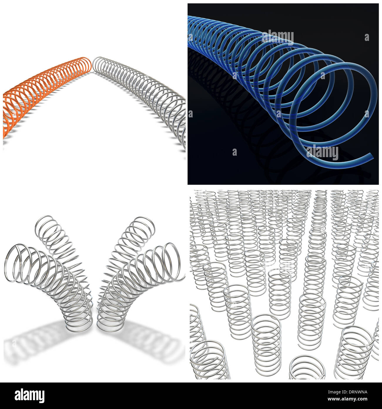 Collage. Metal spring on a white background isolated Stock Photo - Alamy