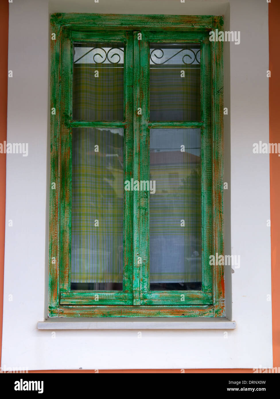 Rustic green window on the Island of Ithaca in Greece Stock Photo - Alamy