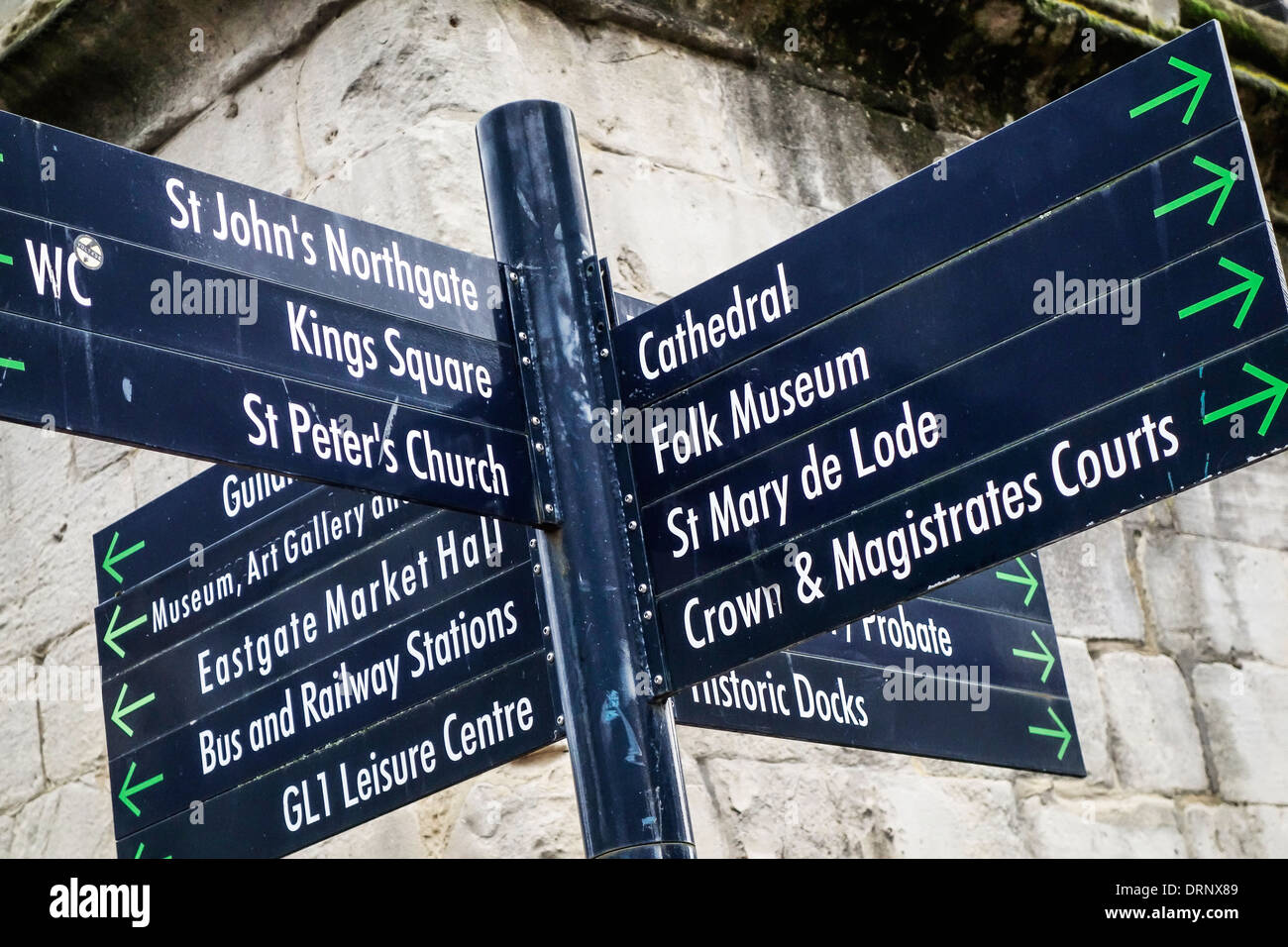 Tourist direction sign in Gloucester, UK Stock Photo - Alamy