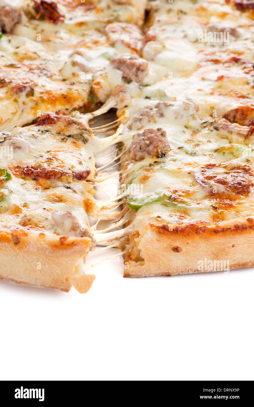 Italian pizza isolated over white background Stock Photo - Alamy