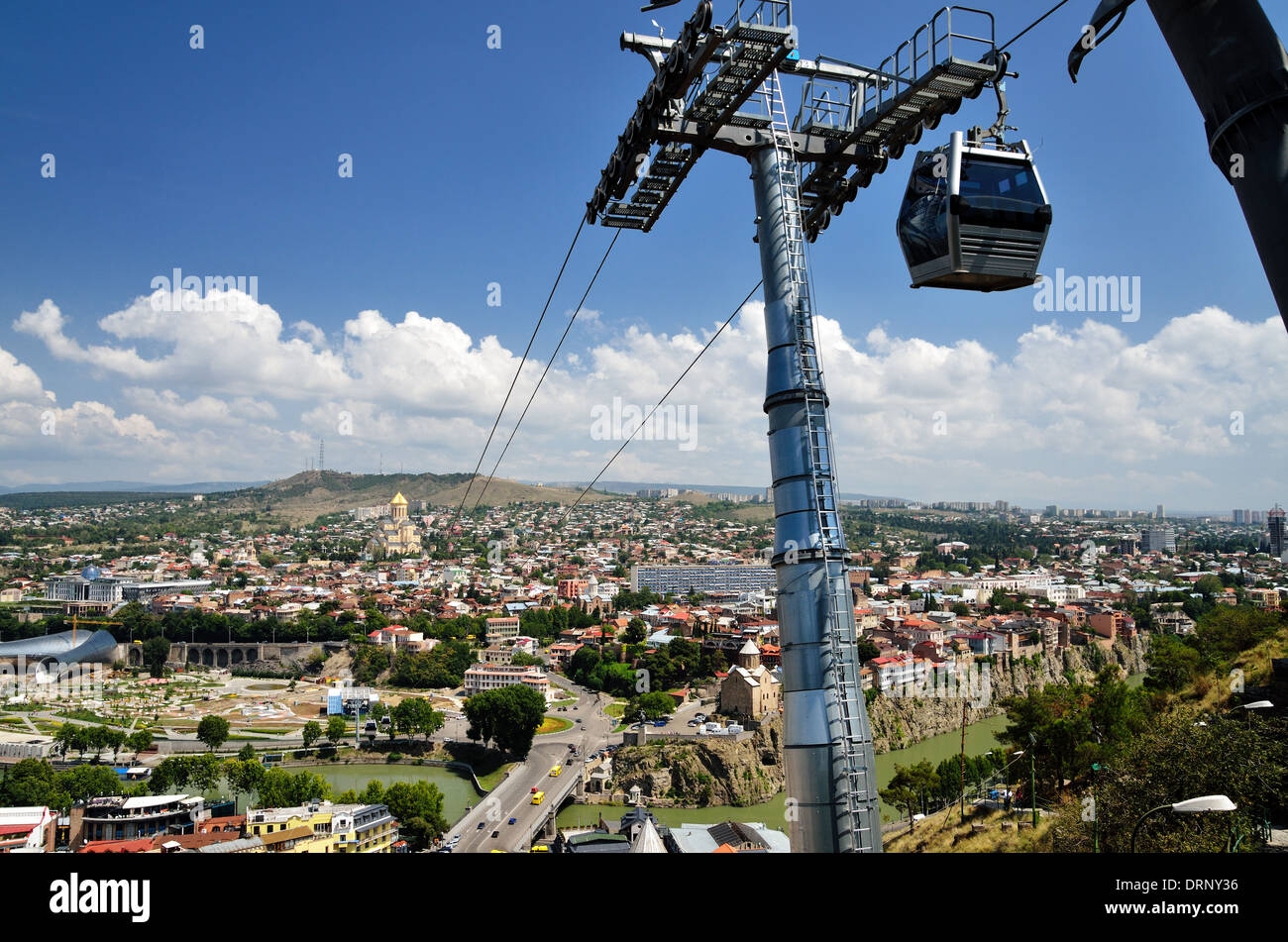 Funicular railway from Rike Park to Narikala Fortress in old Tbilisi ...