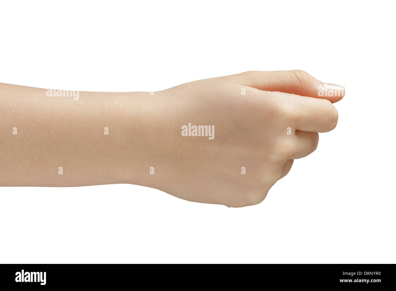 female teen hand to hold something side view, isolated Stock Photo - Alamy