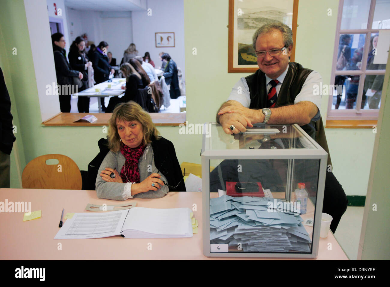 French citizens vote at the Lycee Francais Charles de Gaulle in Londo ...