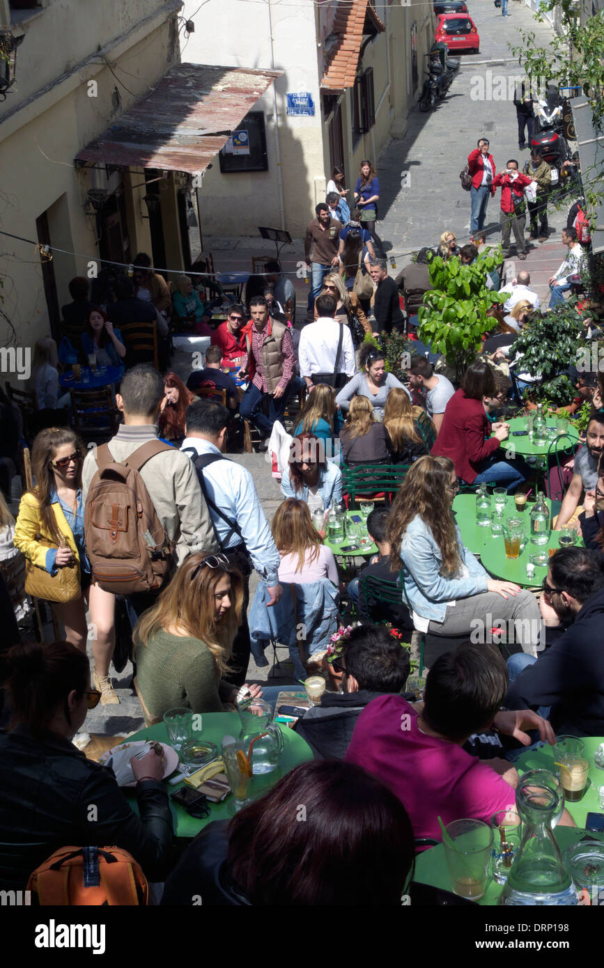 greece athens plaka mnisikleous street giasemi cafe and bistro crowded ...