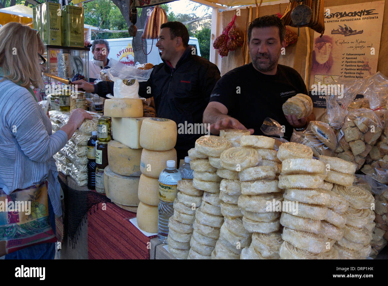 greece athens a market stall selling cretan products Stock Photo - Alamy