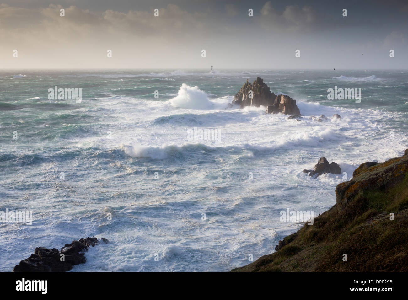 Longships lighthouse storm hi-res stock photography and images - Alamy