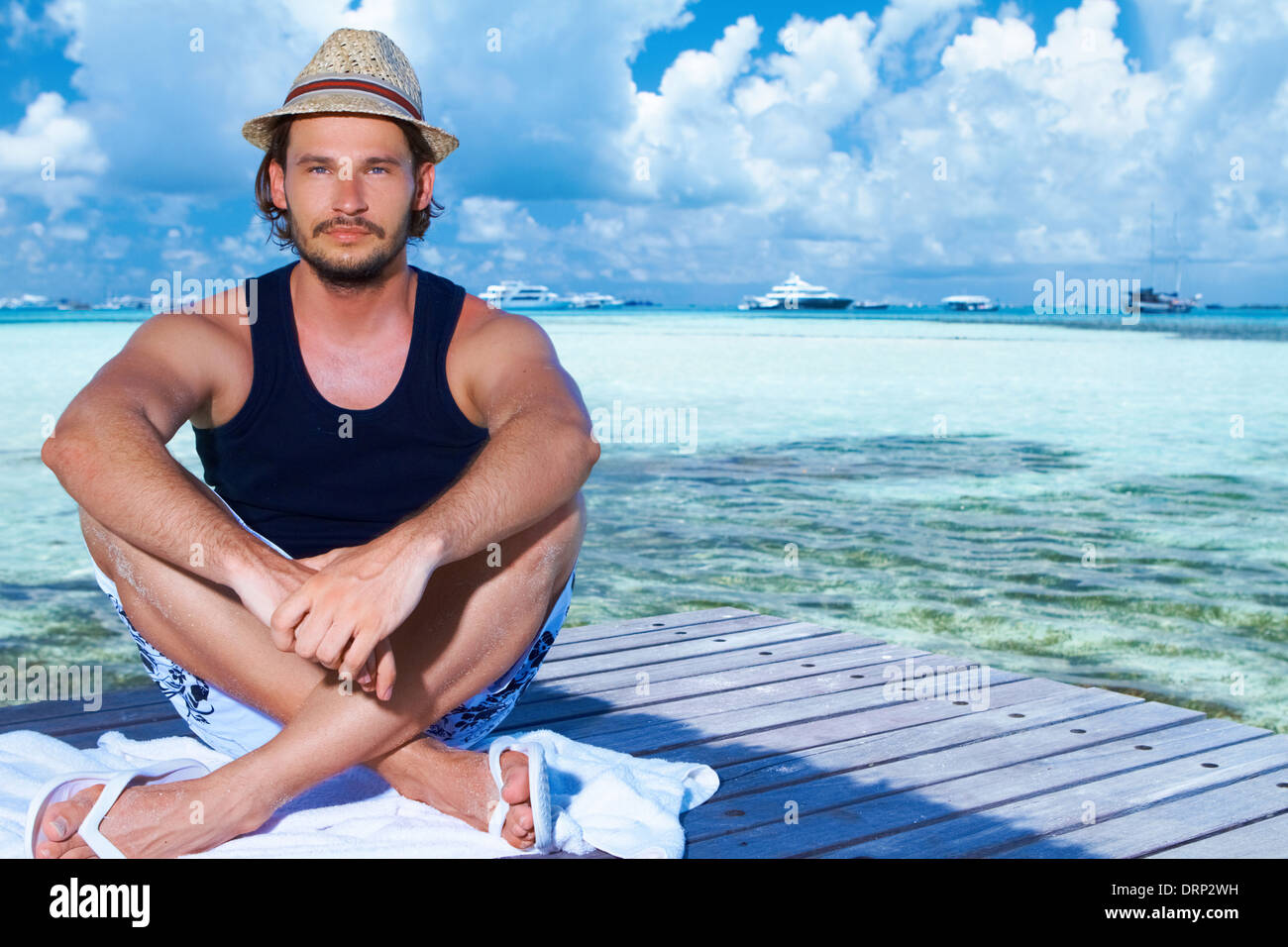 Man at Maldives Stock Photo - Alamy