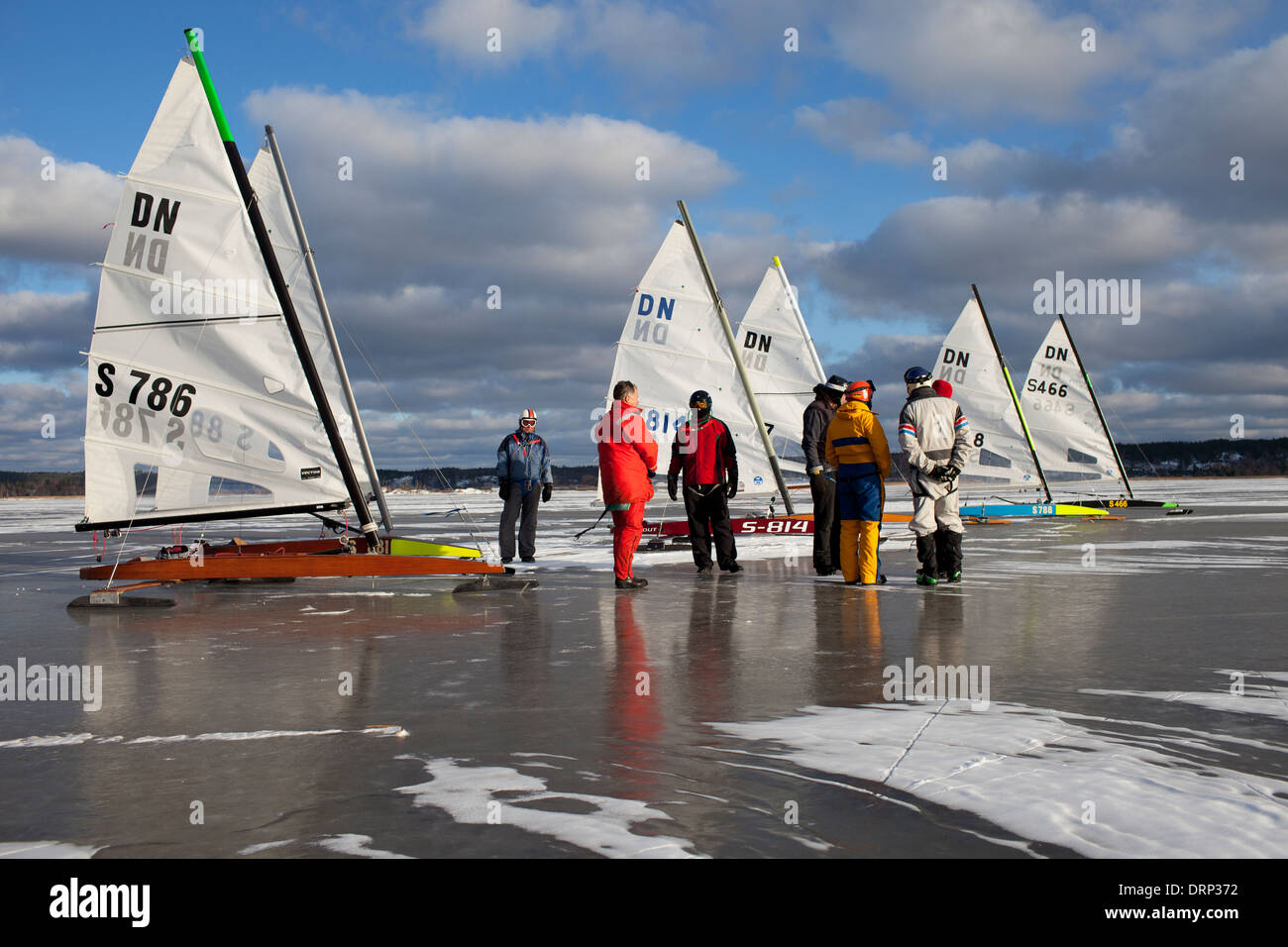 Ice yachting on a Swedish lake Stock Photo - Alamy