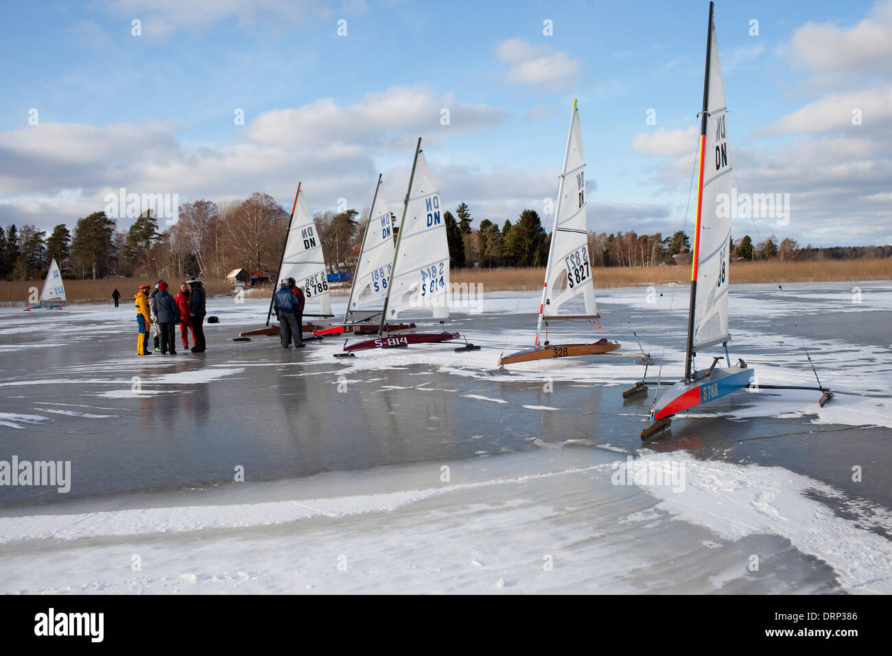 Ice yachting on a Swedish lake Stock Photo - Alamy