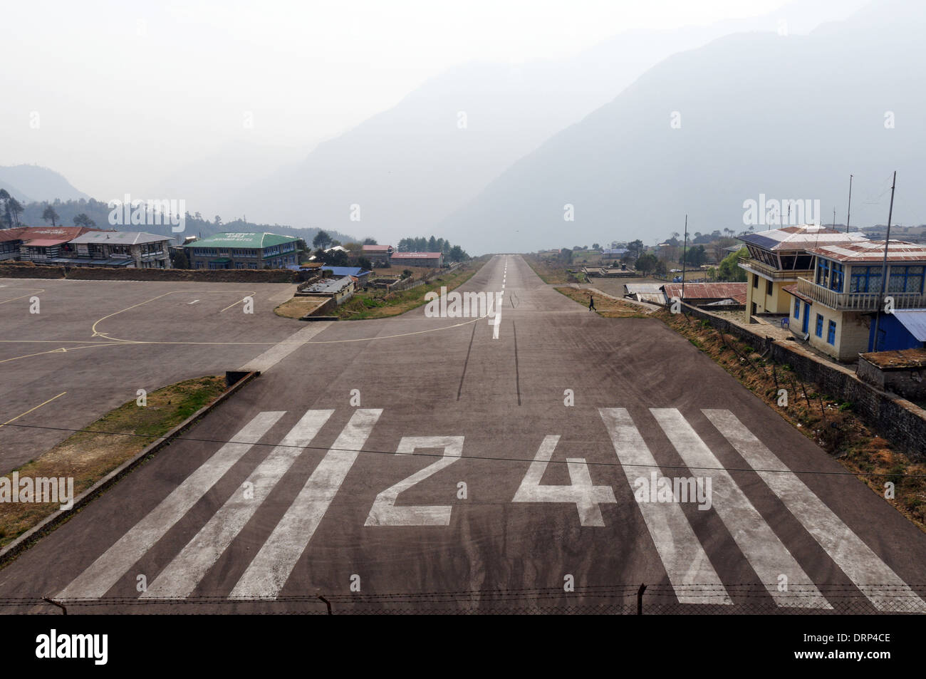 The steep runway at Lukla airport, Nepal Himalaya Stock Photo - Alamy