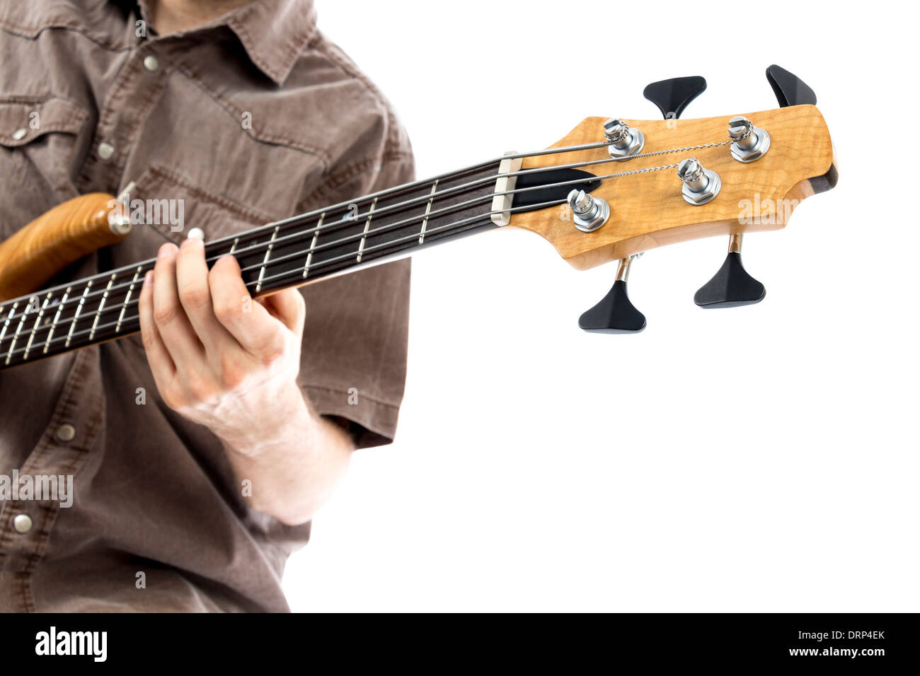 Bass guitarist during a bass guitar session (Series with the same model ...