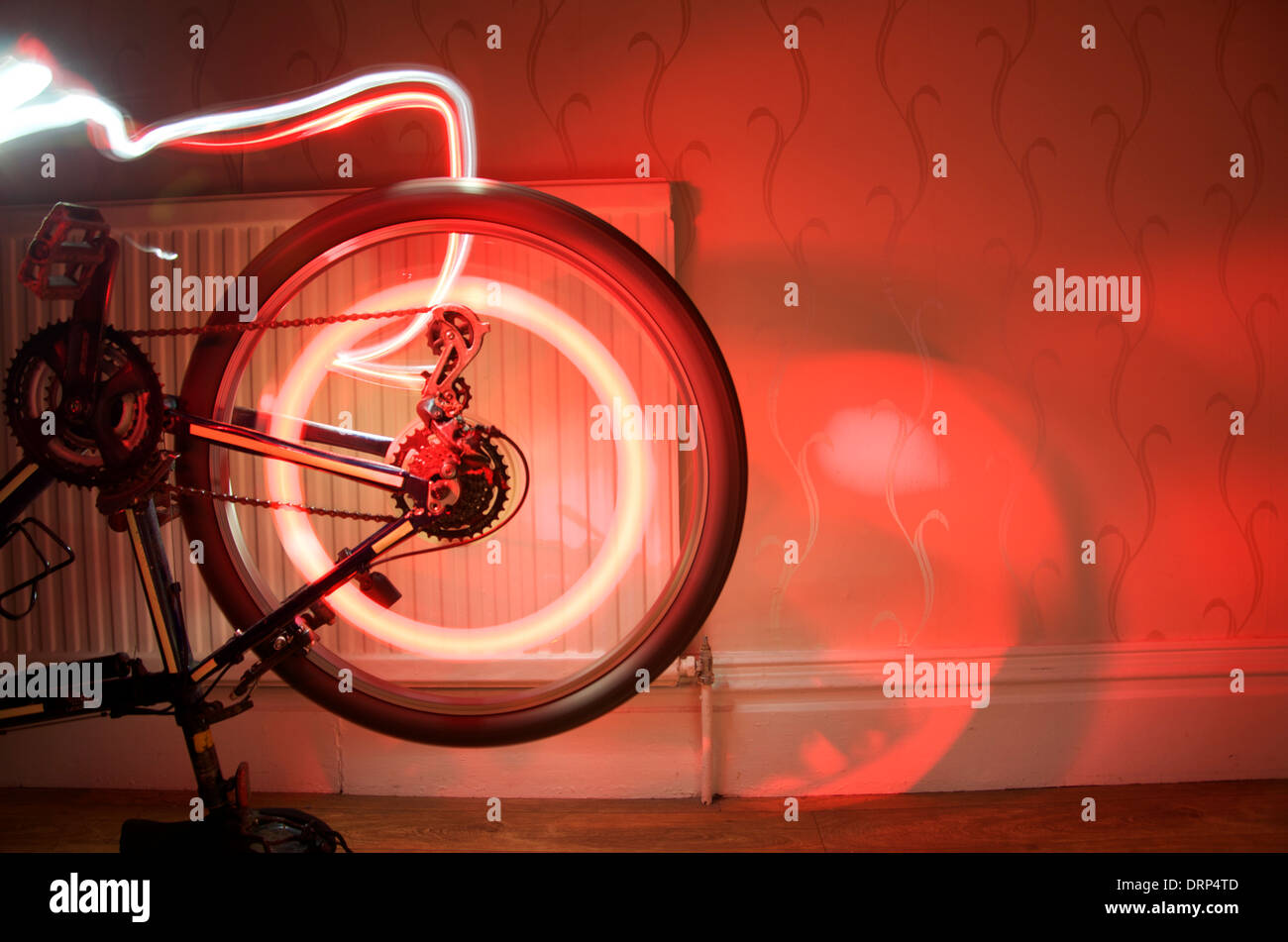 A lightning Strike Effect From Red and White Bicycle Spoke Light ...