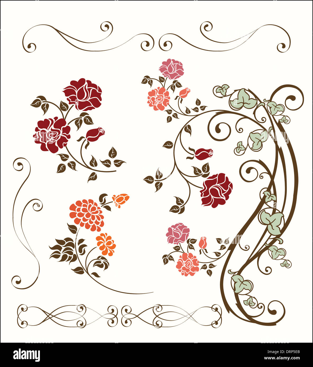 rose decoration set Stock Photo - Alamy