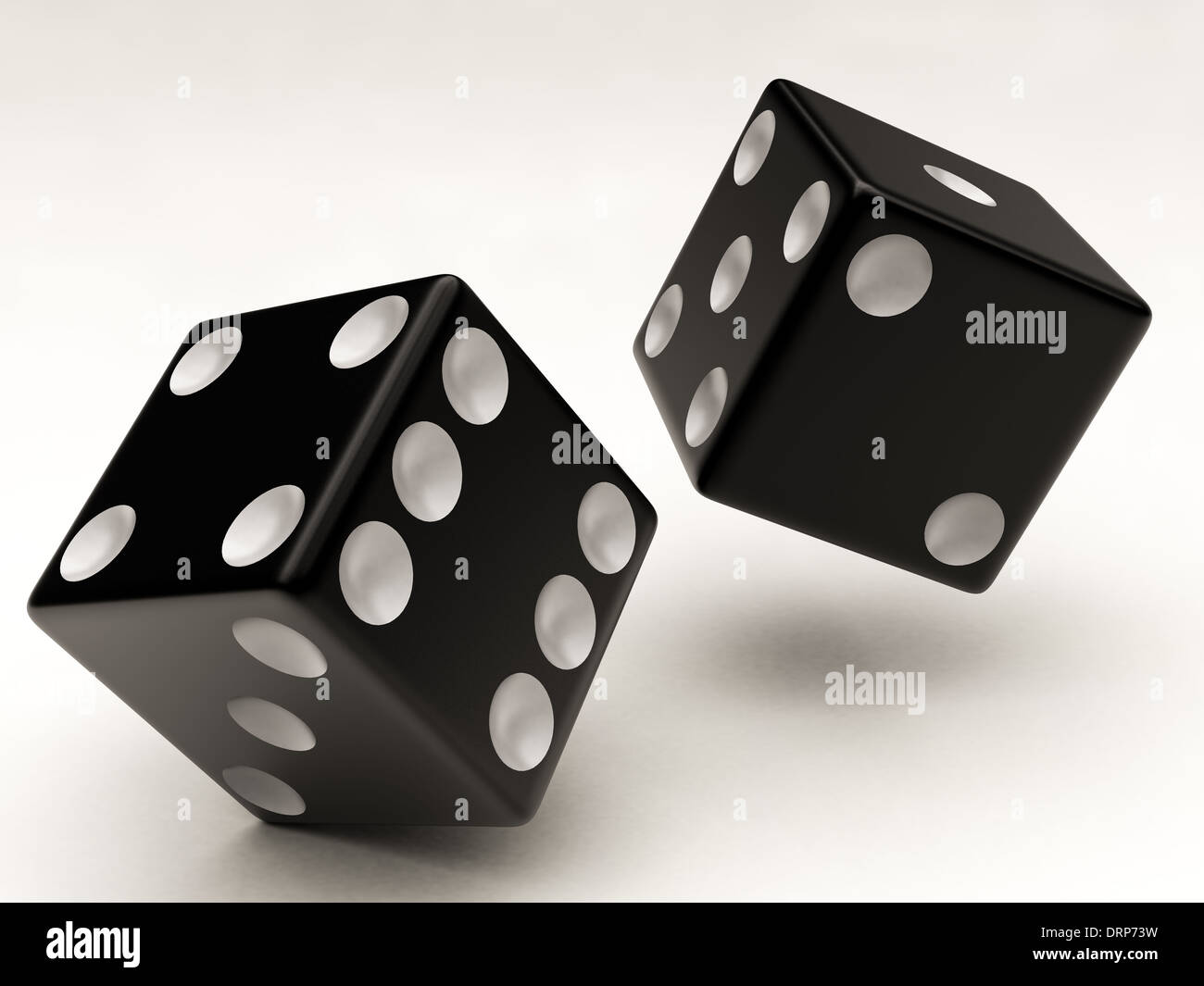 two black dices falling on a white background Stock Photo - Alamy