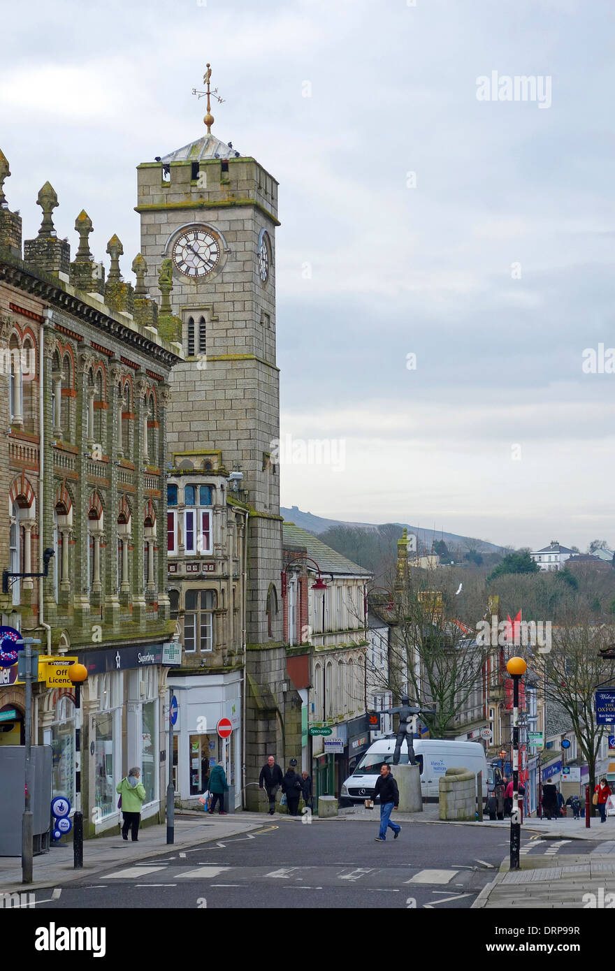 The town centre at Redruth in Cornwall, UK Stock Photo - Alamy