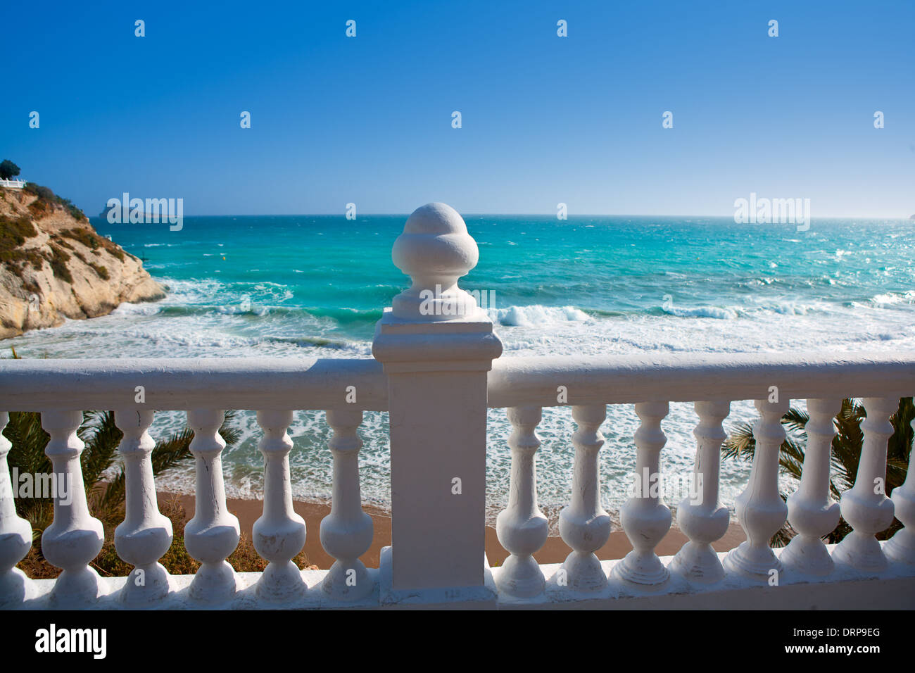 Benidorm balcon del Mediterraneo Mediterranean sea white balustrade in ...