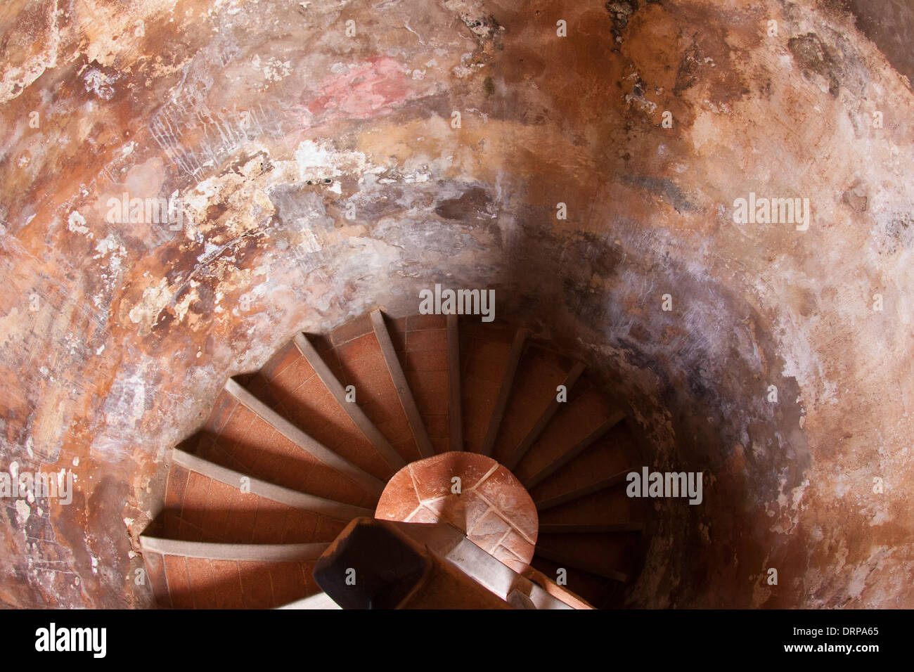 Spiral stairway connecting levels of the old El Morro fort in Old San ...