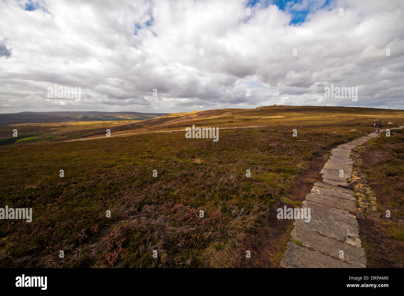 Path and view heading North along Derwent Edge towards Back Tor in the ...