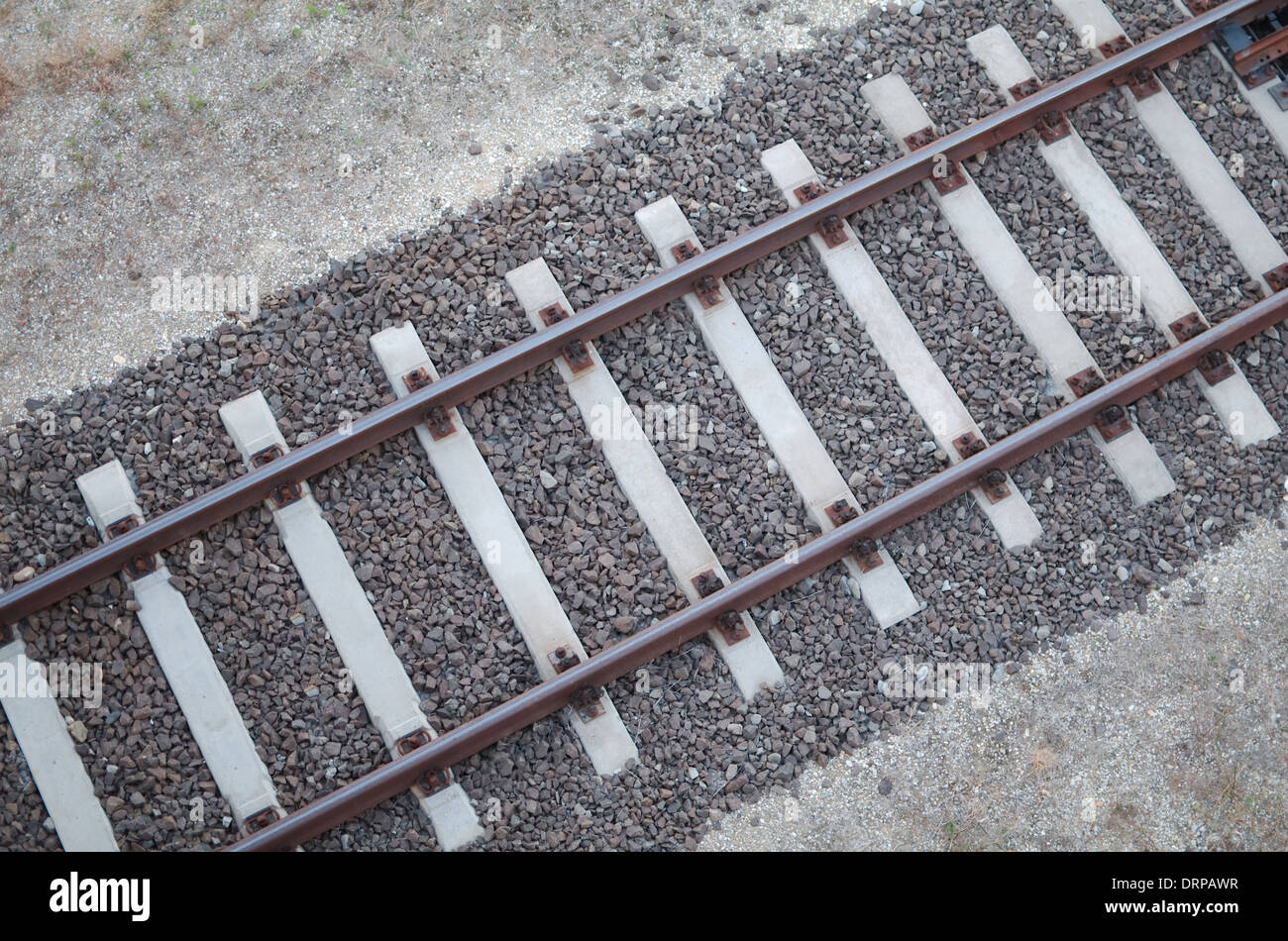Railway Tracks From the Top Diagonal Close-up Stock Photo - Alamy