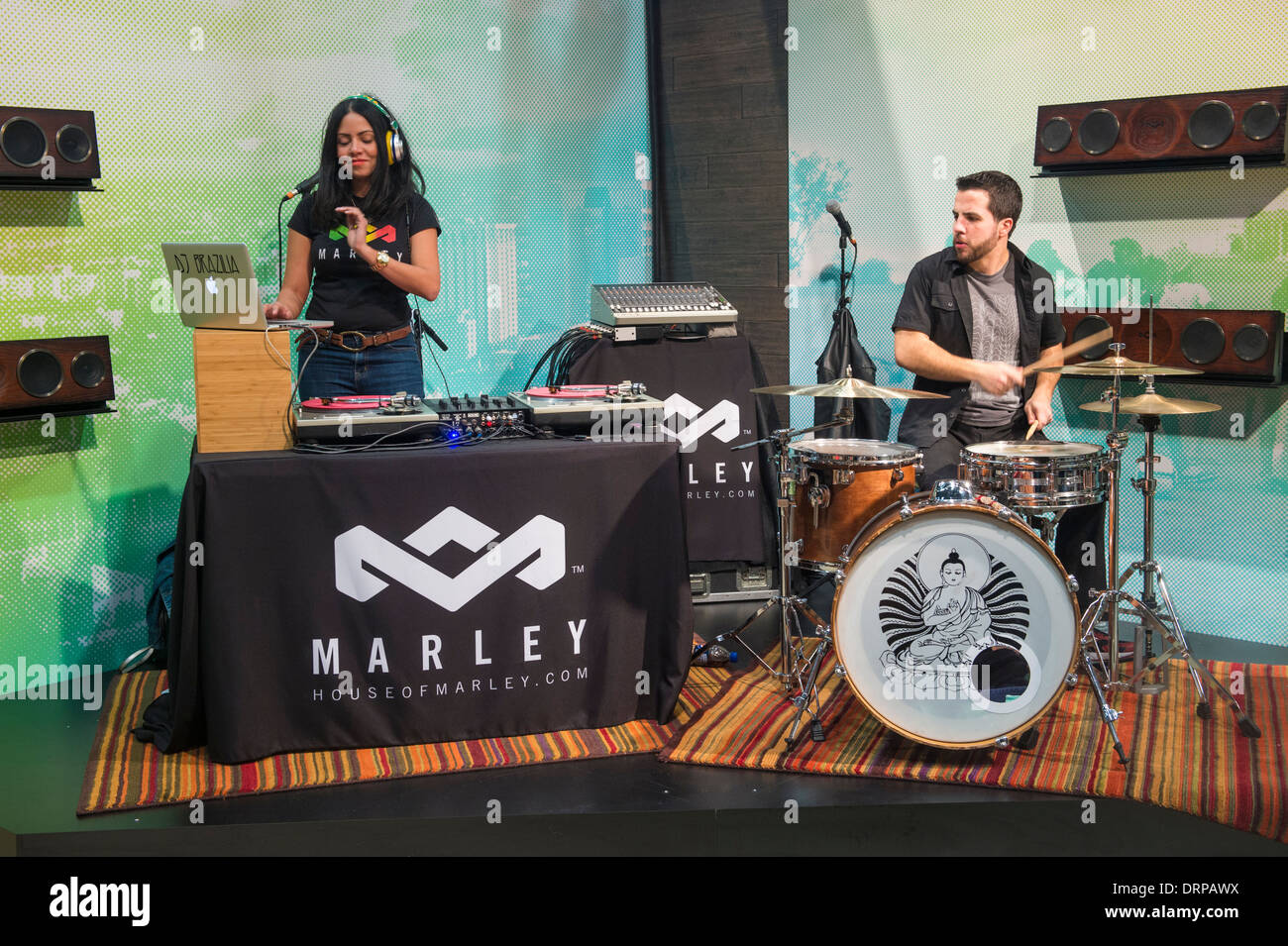 DJ at Marley Booth at the CES show held in Las Vegas Stock Photo - Alamy