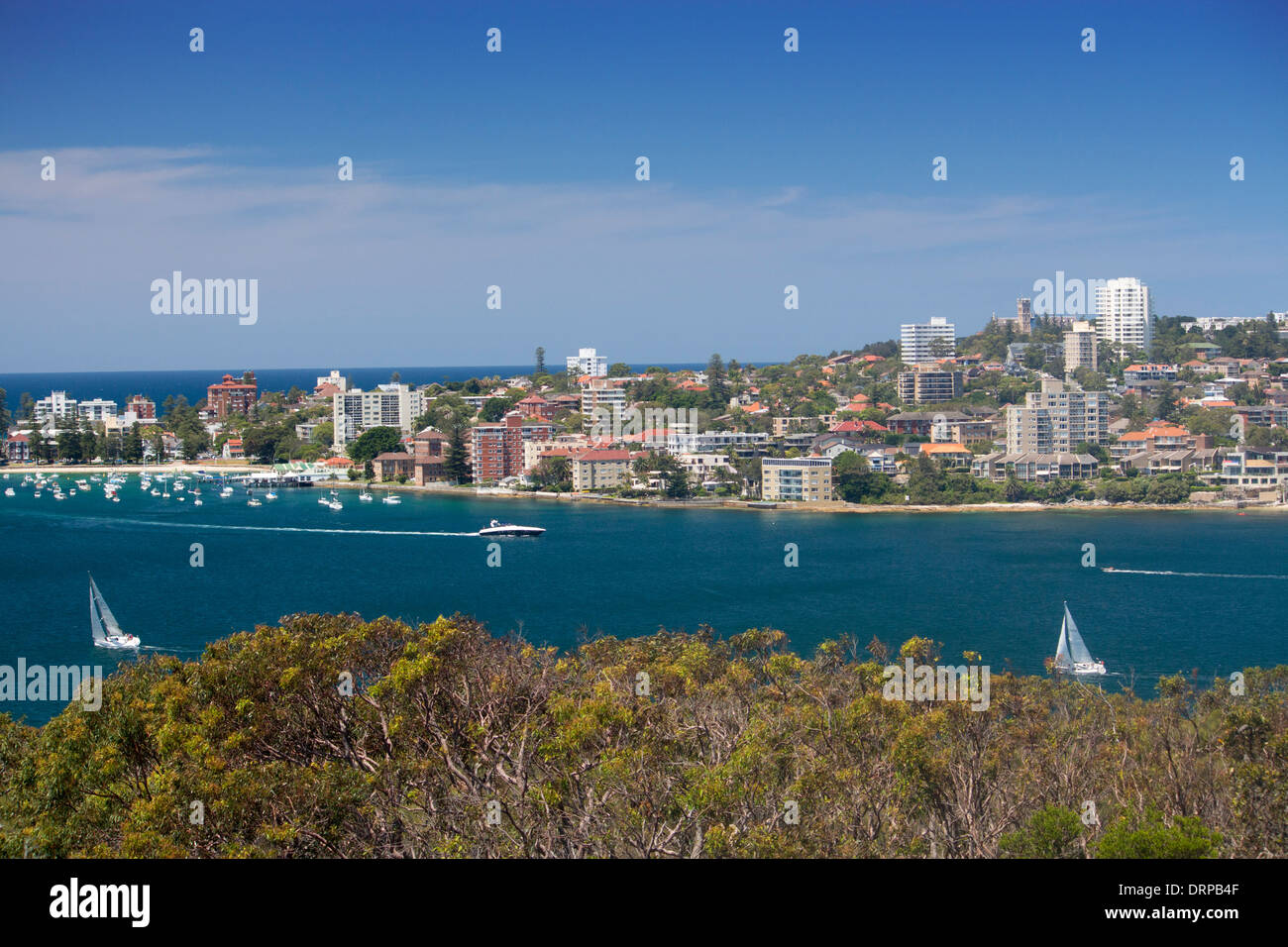Manly View of suburb and harbour Sydney New South Wales Australia Stock ...