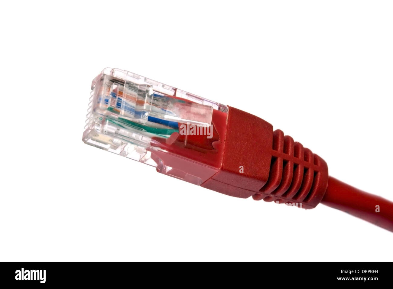 Red network plug Stock Photo - Alamy