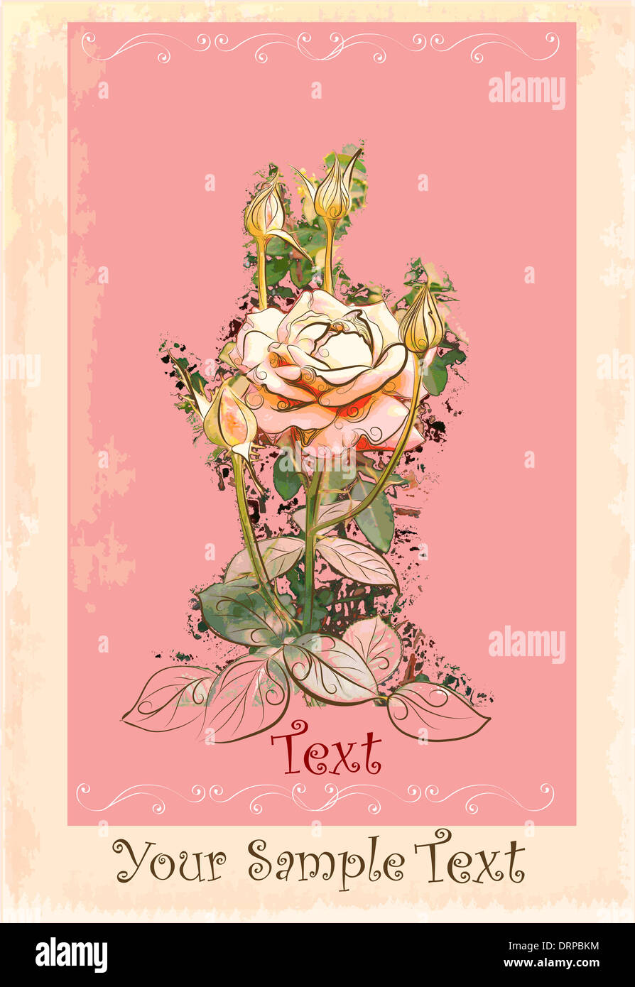 card with rose Stock Photo - Alamy